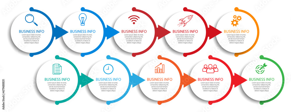 Simple Business Infographic design, vector template with colorful lines ...