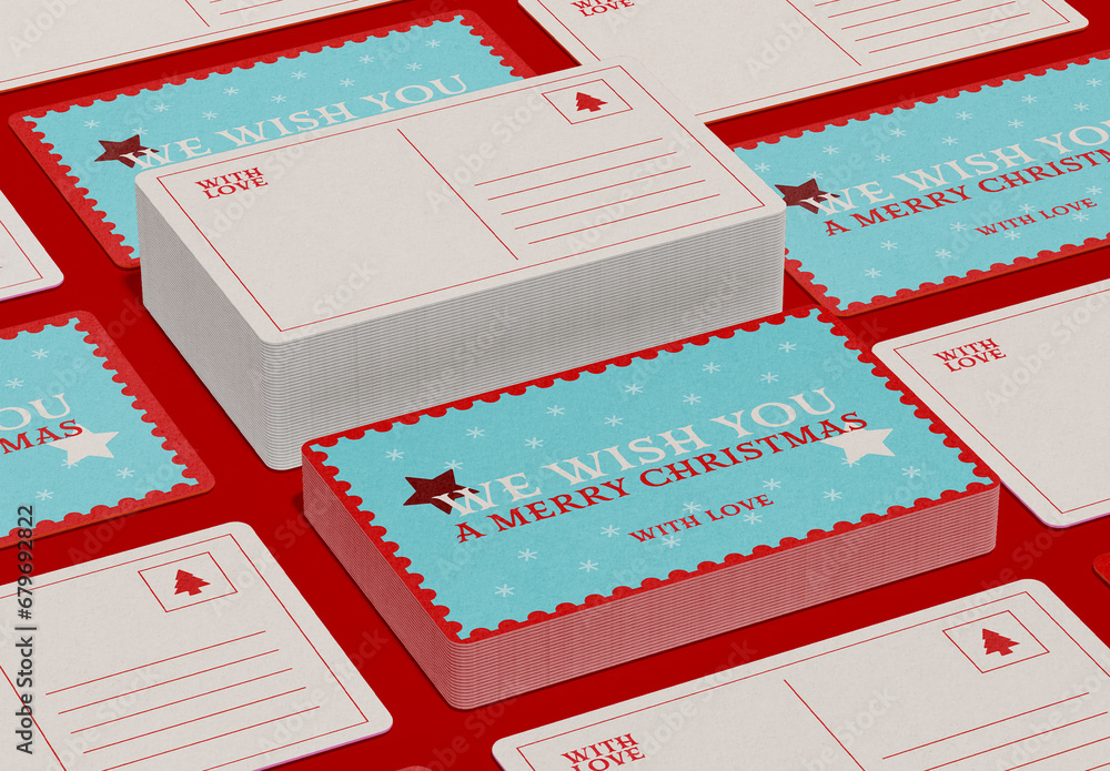 Merry Christmas Greeting Card Layout Set Stock Template | Adobe Stock