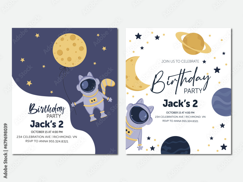 Birthday invitation set in cosmic style. The upright Set is great for ...