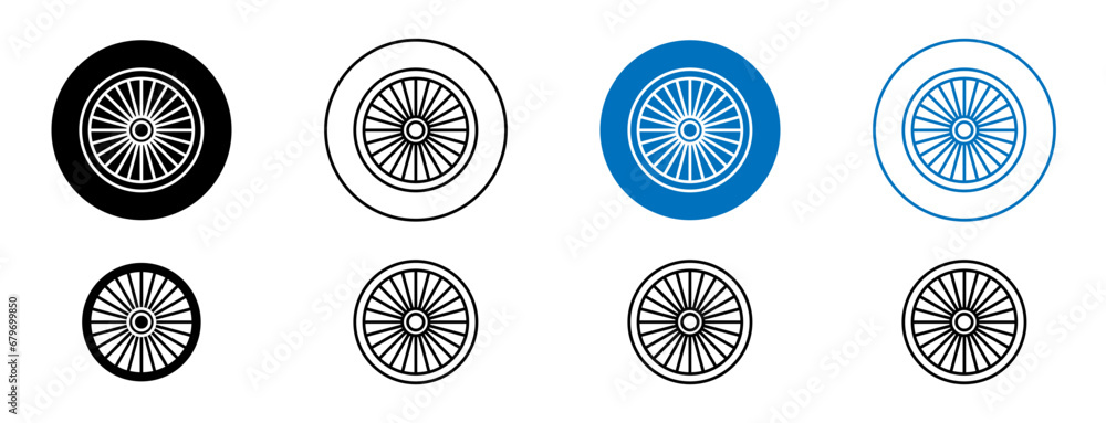 Car hubcap vector icon set. Automobile alloy disk symbol. Truck tyre ...