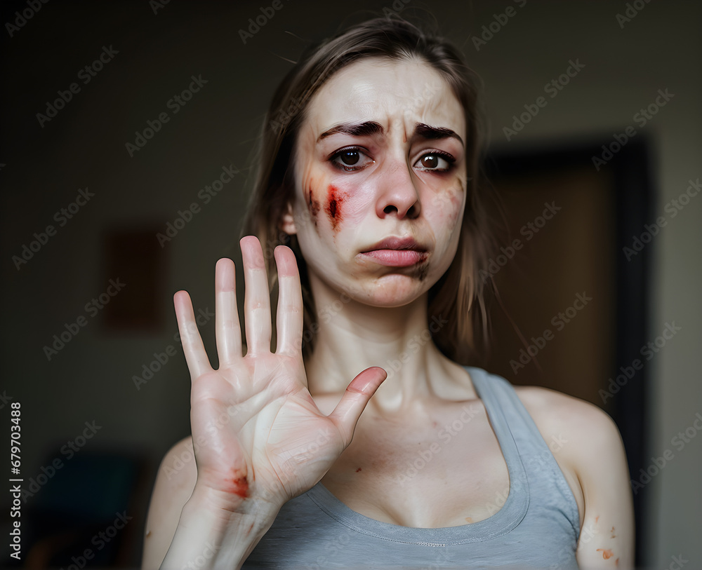 victim of domestic violence. Breaking the Silence: Empowered Woman Stands Against Domestic ...