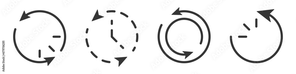 Timer vector icon set. Time return icons vector. Product return symbol ...
