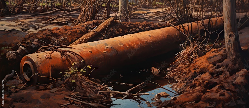 The Lonely Pipe: A Majestic Artwork Depicting a Rustic Pipe Amidst a ...