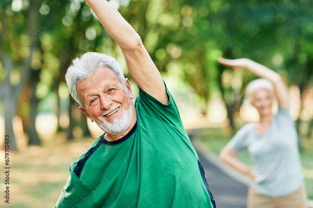 man senior exercise fitness sport healthy outdoor male active fit ...