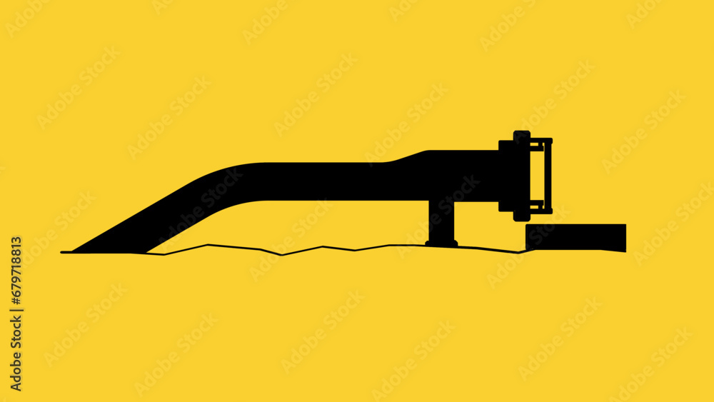 Silhouette drawing showing a horizontal pig launcher, pig receiver, and ...