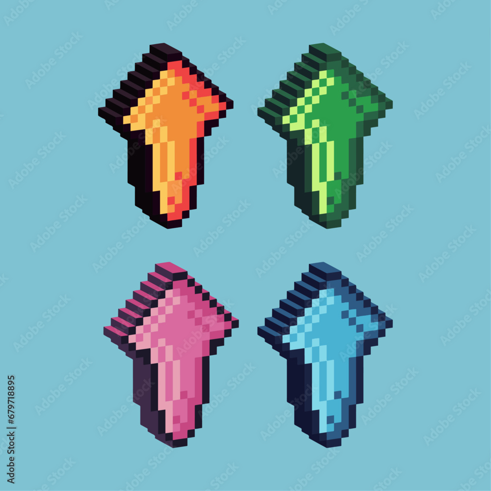 Isometric Pixel art 3d of arrow up for items asset. Arrow up on ...