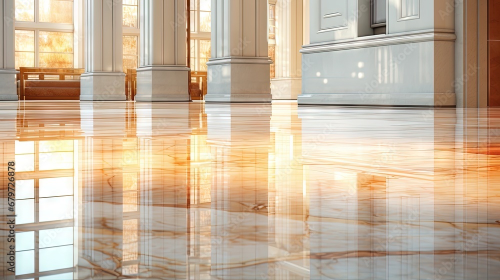 Marble floor in luxury lobby of office or hotel. Clean floor tile with ...