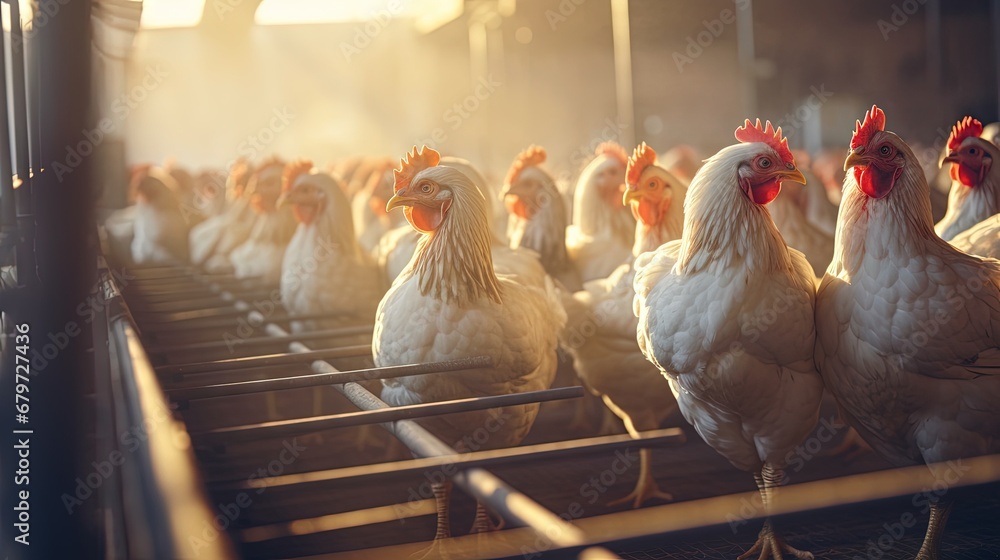 Foto de Chicken in the factory, Hens in cages industrial farm in ...