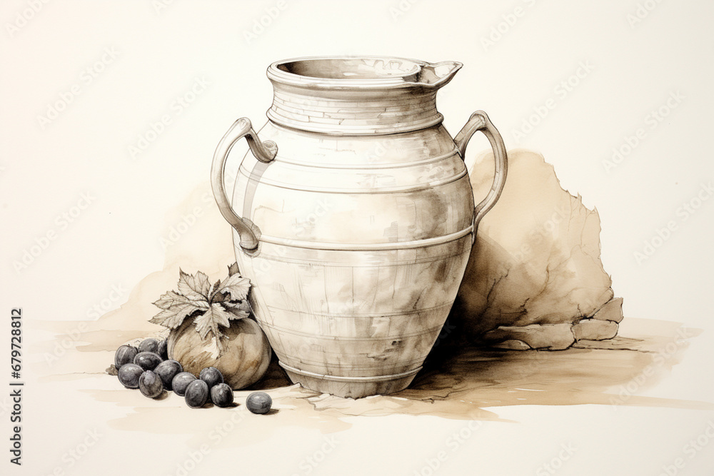 A drawing of a stone water jar, connecting to Jesus' miracle of turning ...