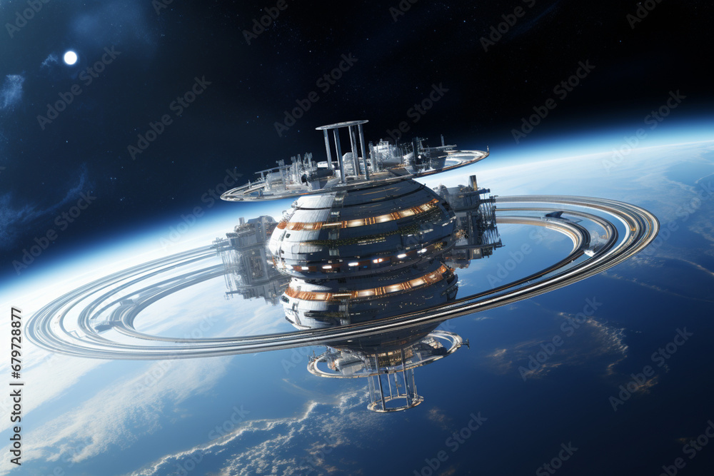 A space station in orbit around a gas giant, serving as a hub for ...