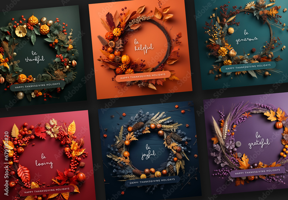 Set Of Decorative and Colored Wreath Layouts with Simple Message and ...