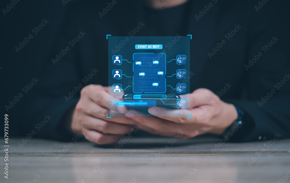 chat ai artificial intelligence technology businessman using ...