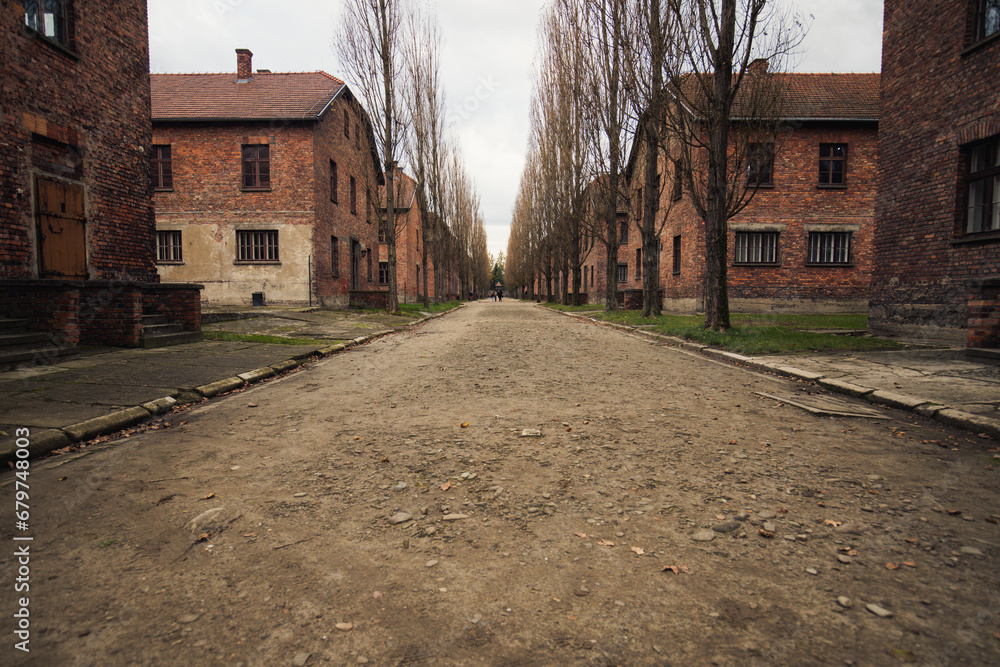 Auschwitz, Poland, November 16, 2023: Buildings of the Nazi ...