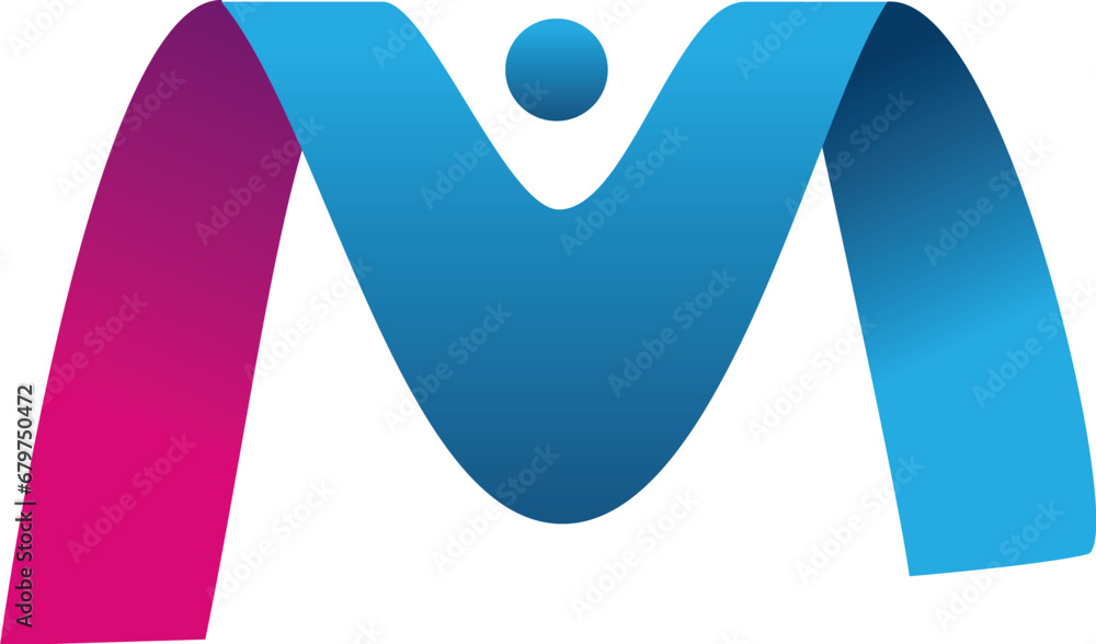 Letter M with man vector logo design. Initial letter M with human icon ...
