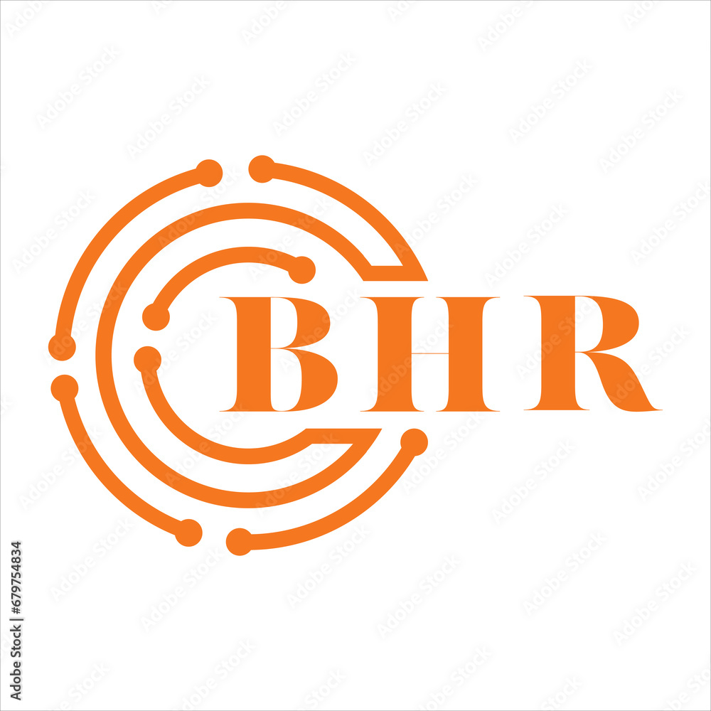 BHR letter design. BHR letter technology logo design on white ...