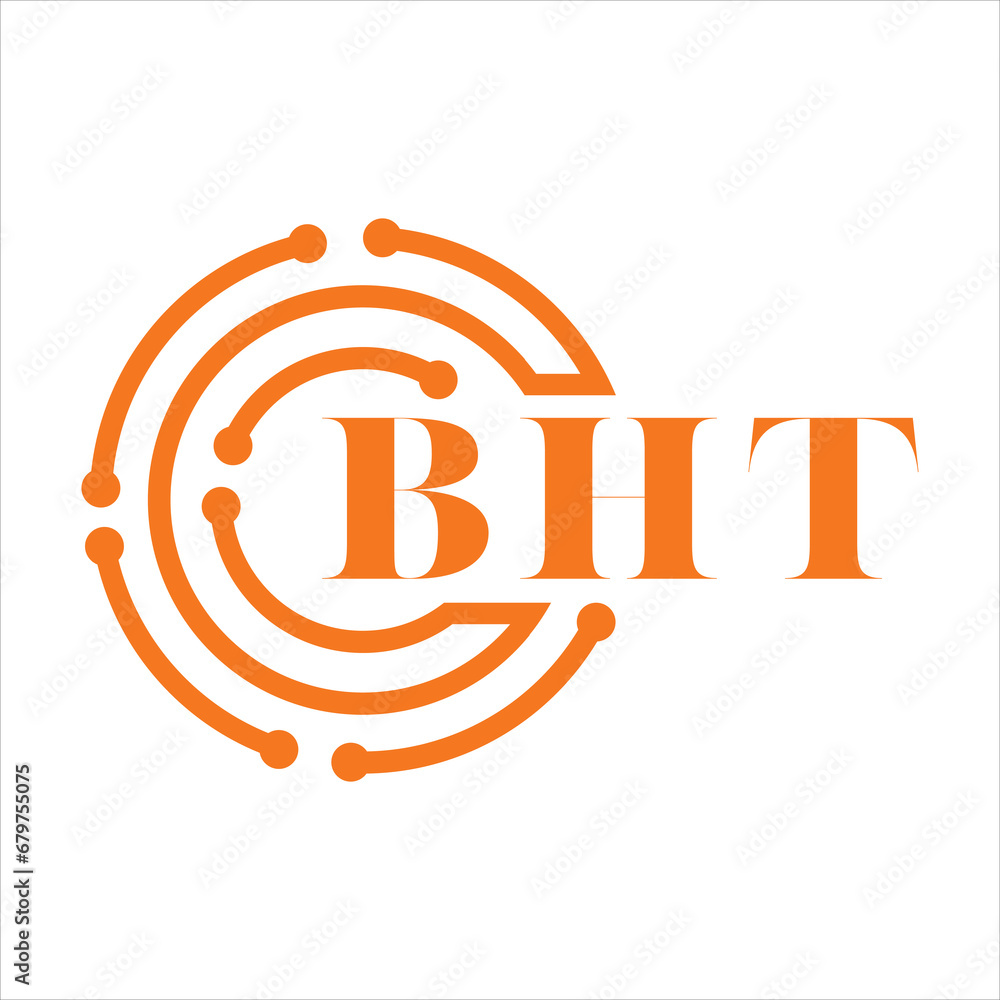 BHT letter design. BHT letter technology logo design on white ...