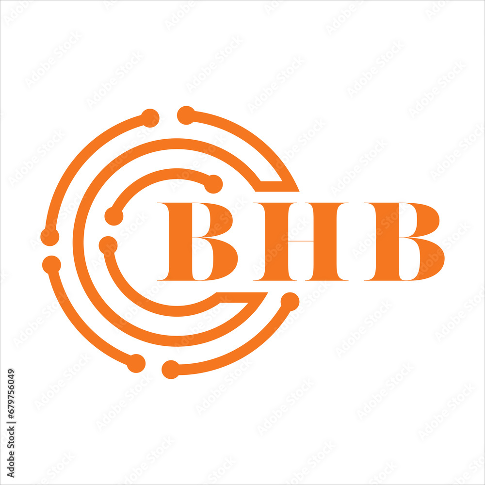 BHB letter design. BHB letter technology logo design on white ...