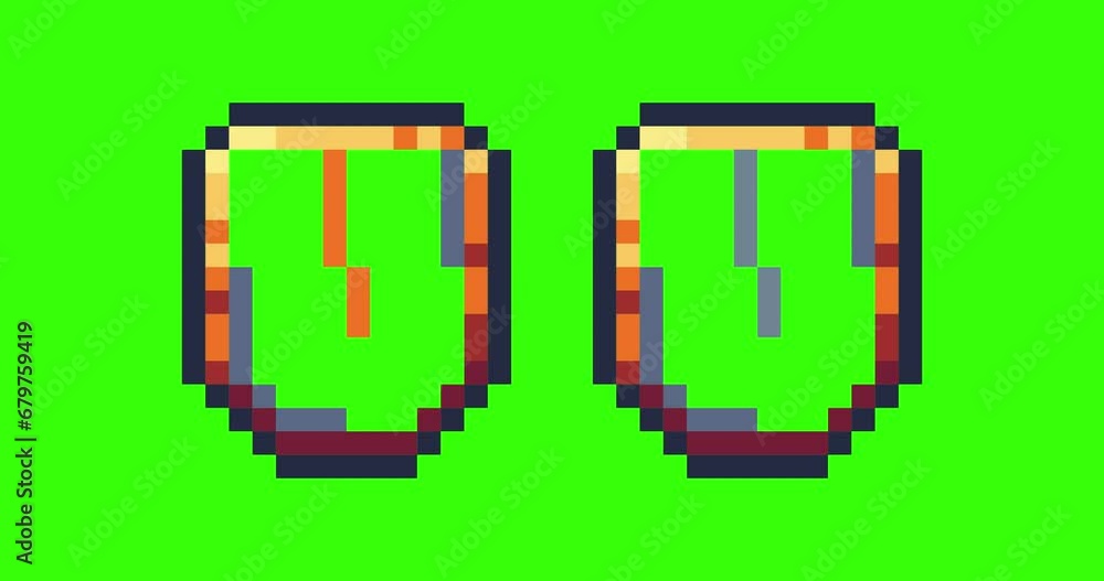 Green screen of shield knight, Shield bits pixel slowly appeared and ...