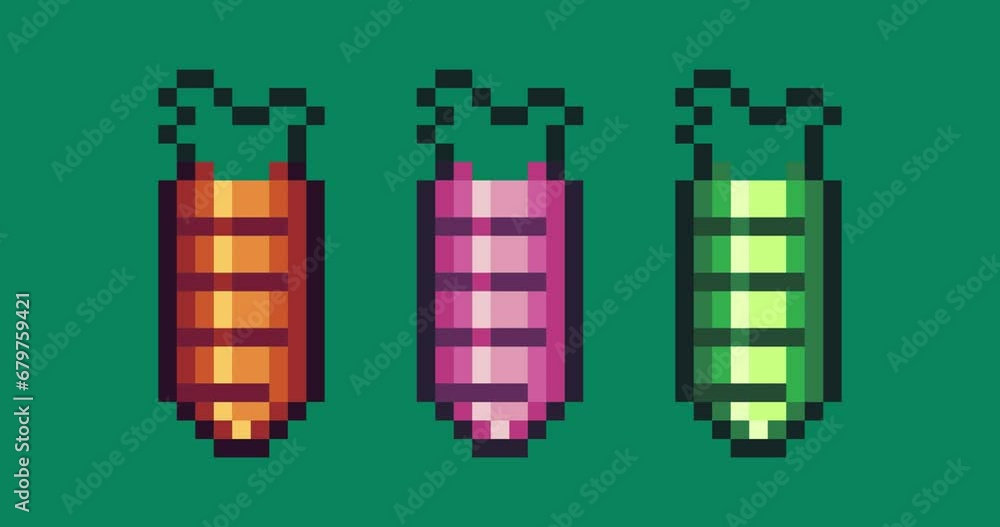 Green screen of carrot , carrot bits pixel slowly appeared and ...