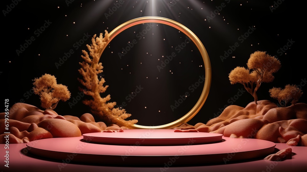 Podium round stage lighting, Stage Podium Scene with for Award Ceremony ...