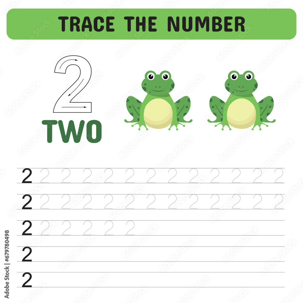 Trace the number . Tracing number 2 worksheet for kindergarten ...