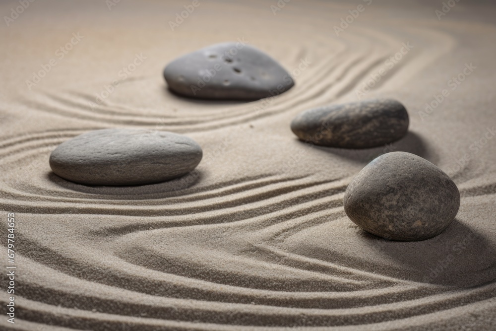 Zen sand garden meditation stone background. Balanced Stones and lines ...