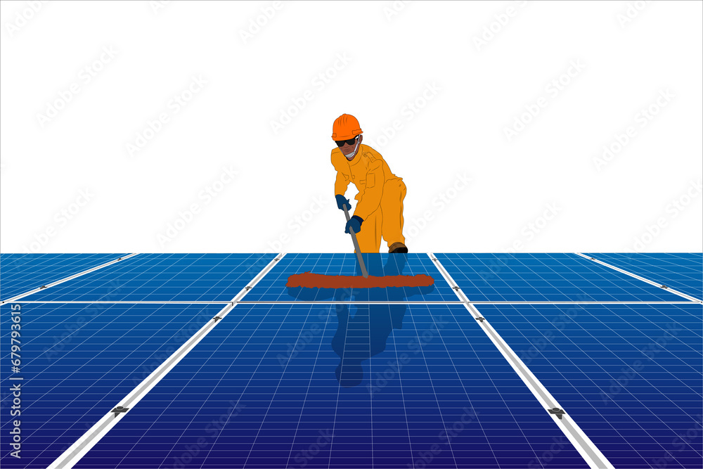 Solar panel maintenance labor working Male technician in industry ...