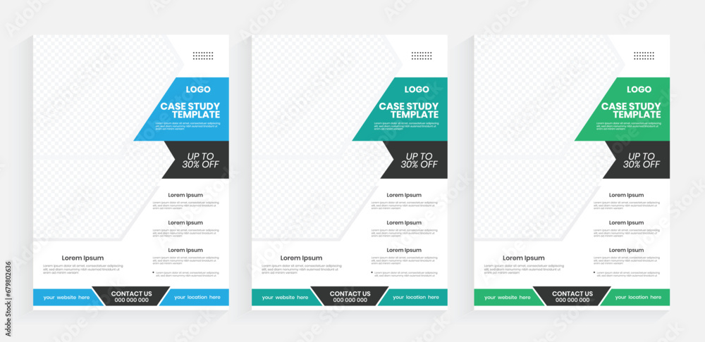 A4 case study flyer design, Modern business marketing flyer design set ...