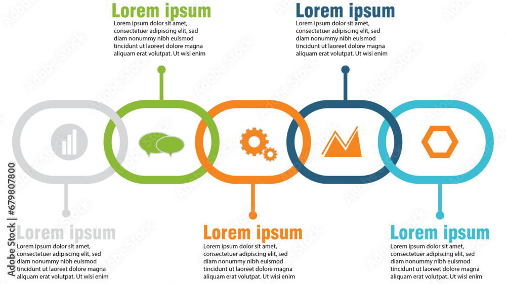 Business infographic rectangular process with box template design inc ...