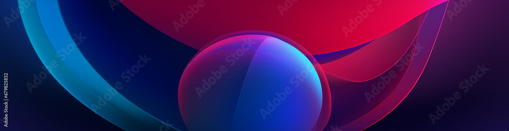 Ethereal Harmony: Abstract Blue and Red Image with Rounded Shapes, Dark ...