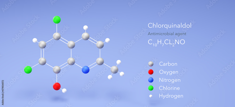 chlorquinaldol molecule, molecular structures, intestinal antiseptic ...