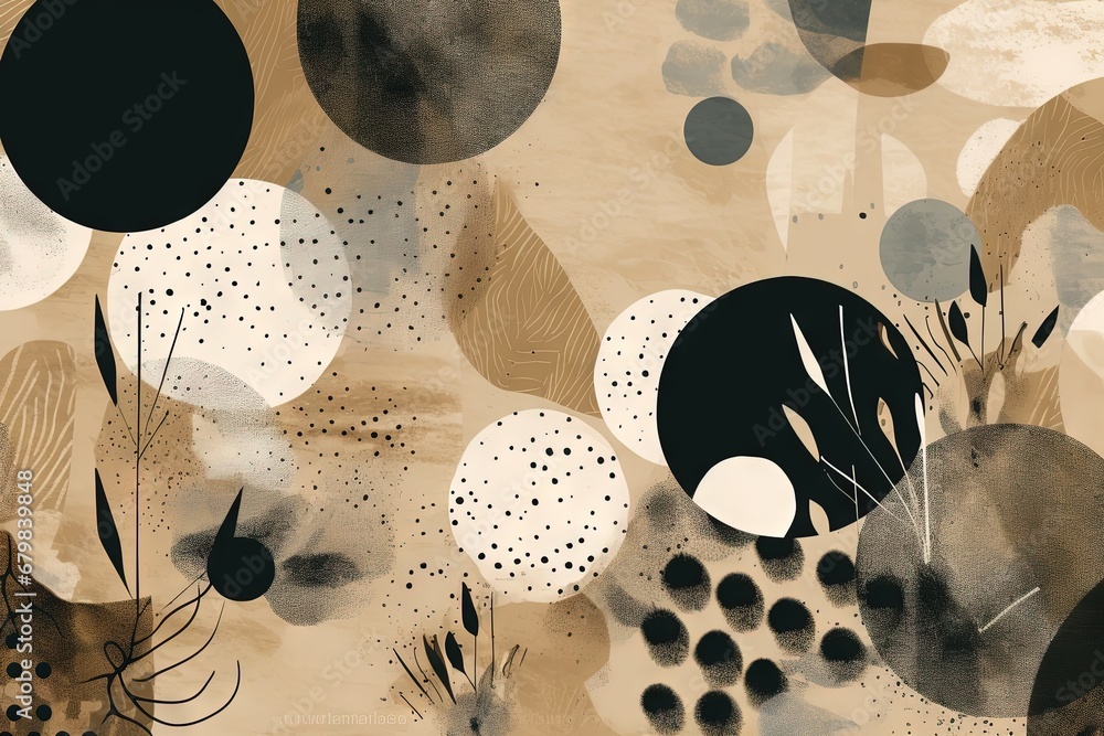 Abstract lithograph minimalist background seamless pattern, japandi ...