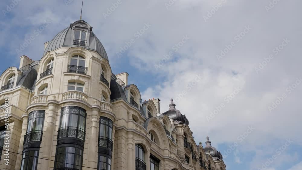 Typical Parisian Building With Balconies And Windows. Haussmann Style ...