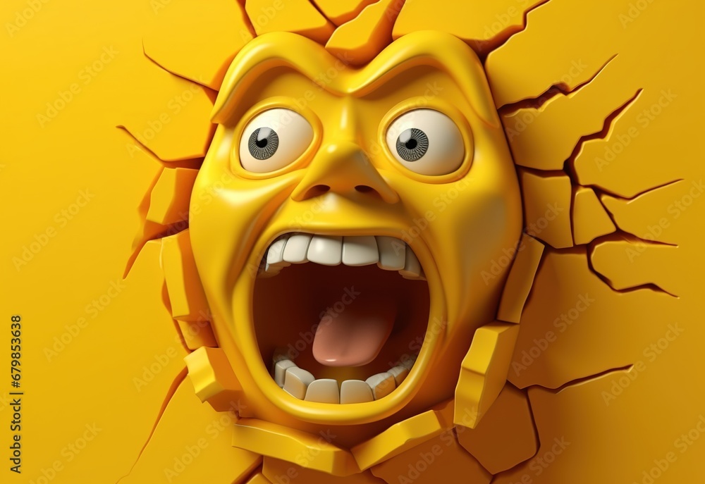 Shocked, scared or startled emoji with mouth wide open and eyes bulging ...