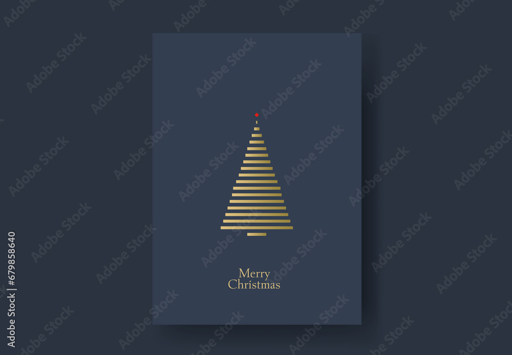 Minimal Christmas Tree Card Stock Template | Adobe Stock