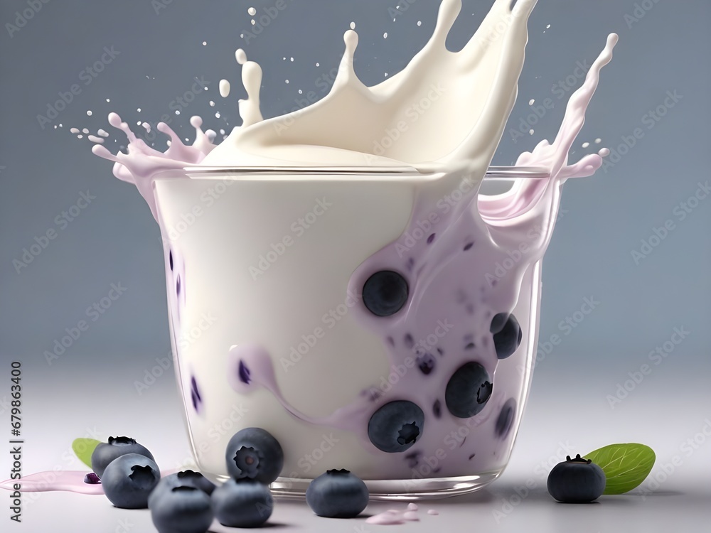 ultra realistic Blueberry milk splash cream 4k Dairy creamy Stock Photo ...