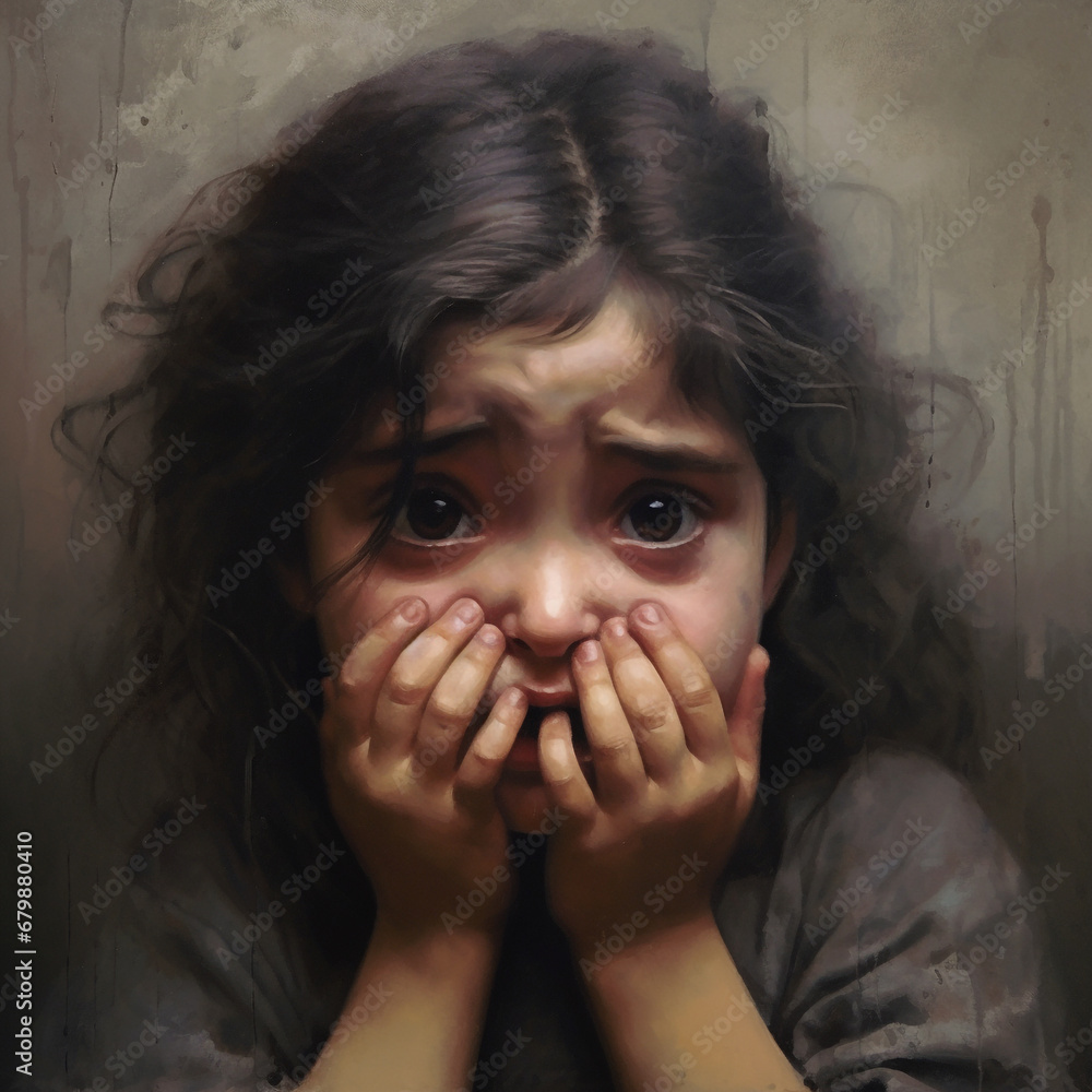 Orphan child. Abandoned street children, homeless, orphans. Lonely and ...