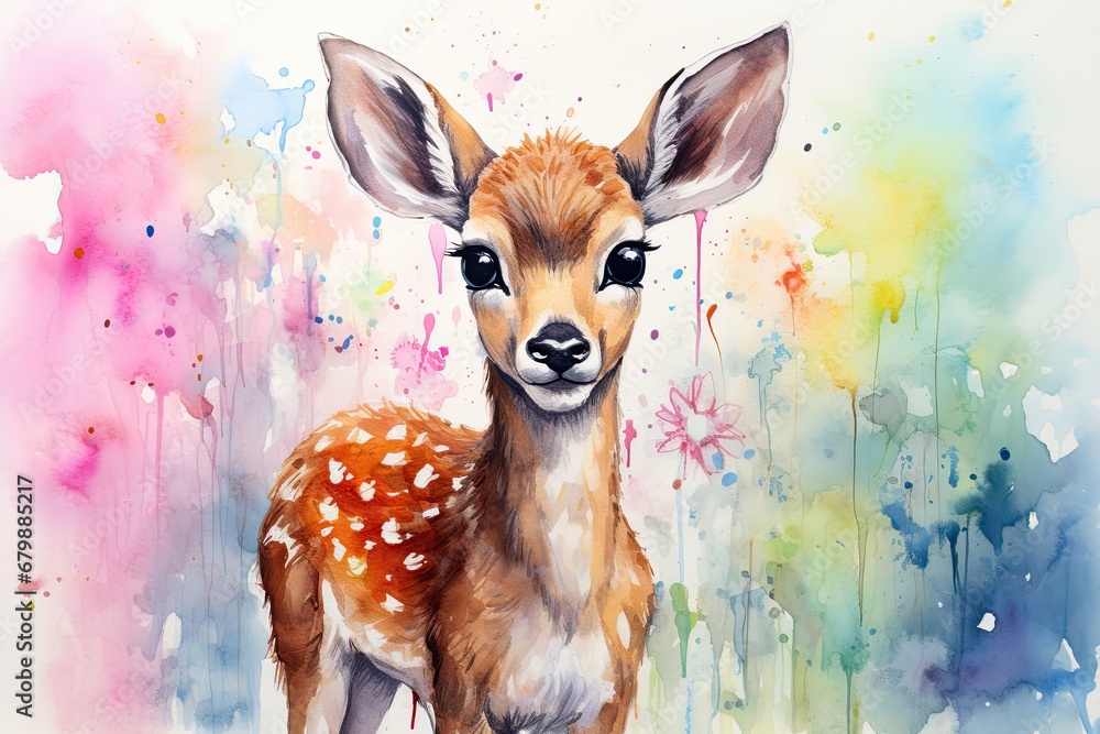 Colorful Animal Drawings: Watercolor Background Masterpieces Stock ...