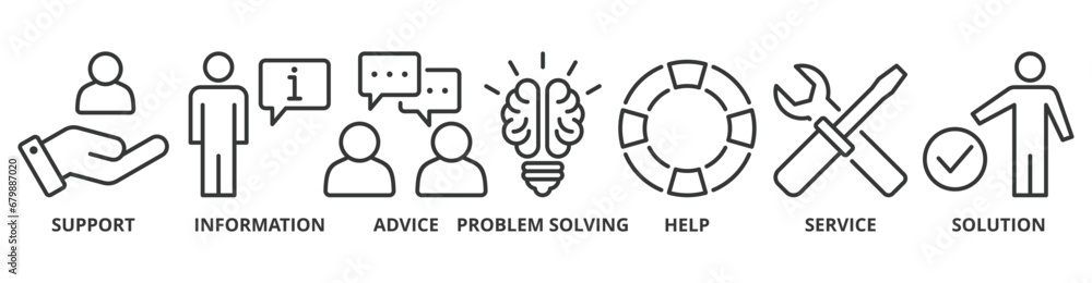 Help desk banner web icon vector illustration concept with icon of ...