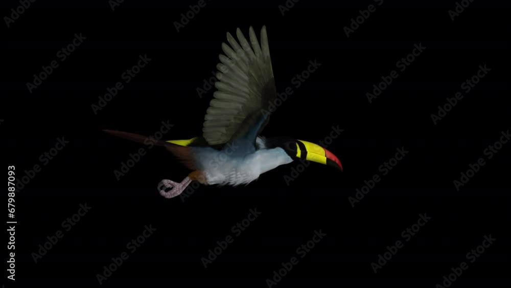 Vidéo Stock Colorful Toucan Bird - Mountain Andigena - Flying Loop ...