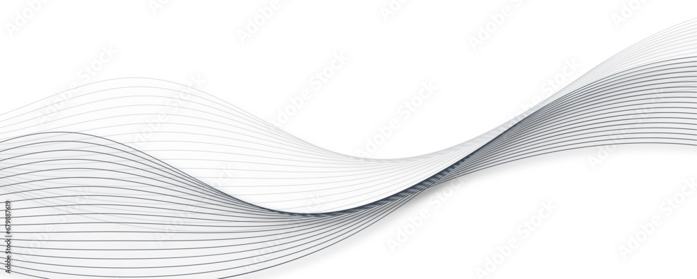 Abstract Grey, white wave line transparent background. Wave modern ...