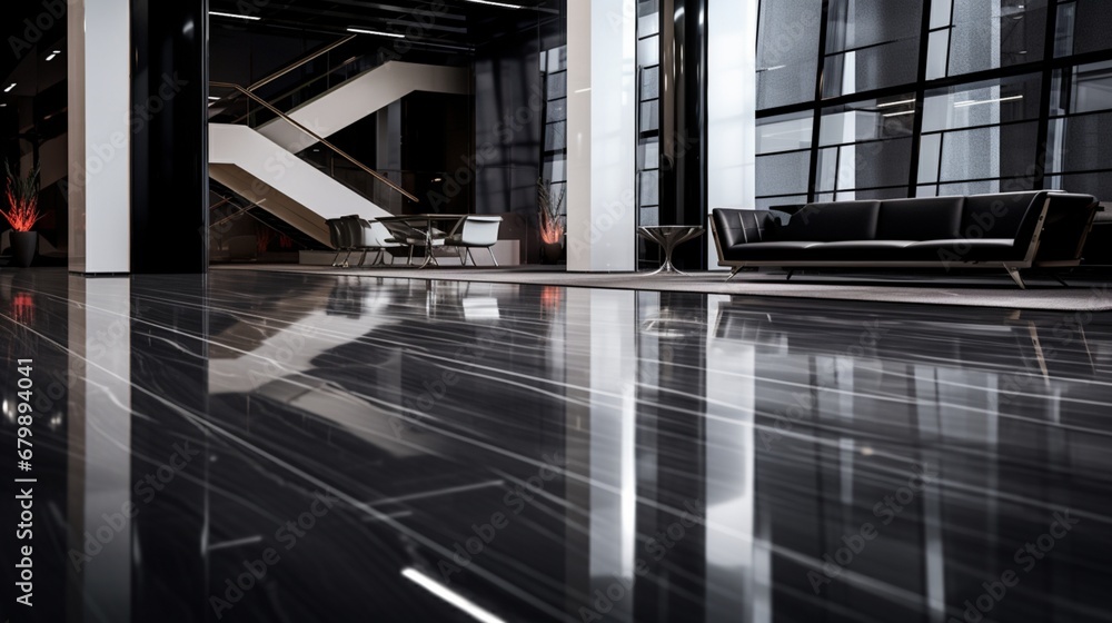 An image capturing the reflective surface of polished black granite ...