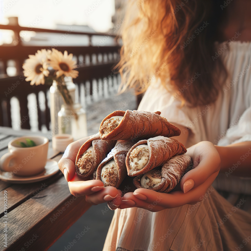 Sweet Cannoli Siciliani, Sicilian Cannoli. Traditional south Italian ...