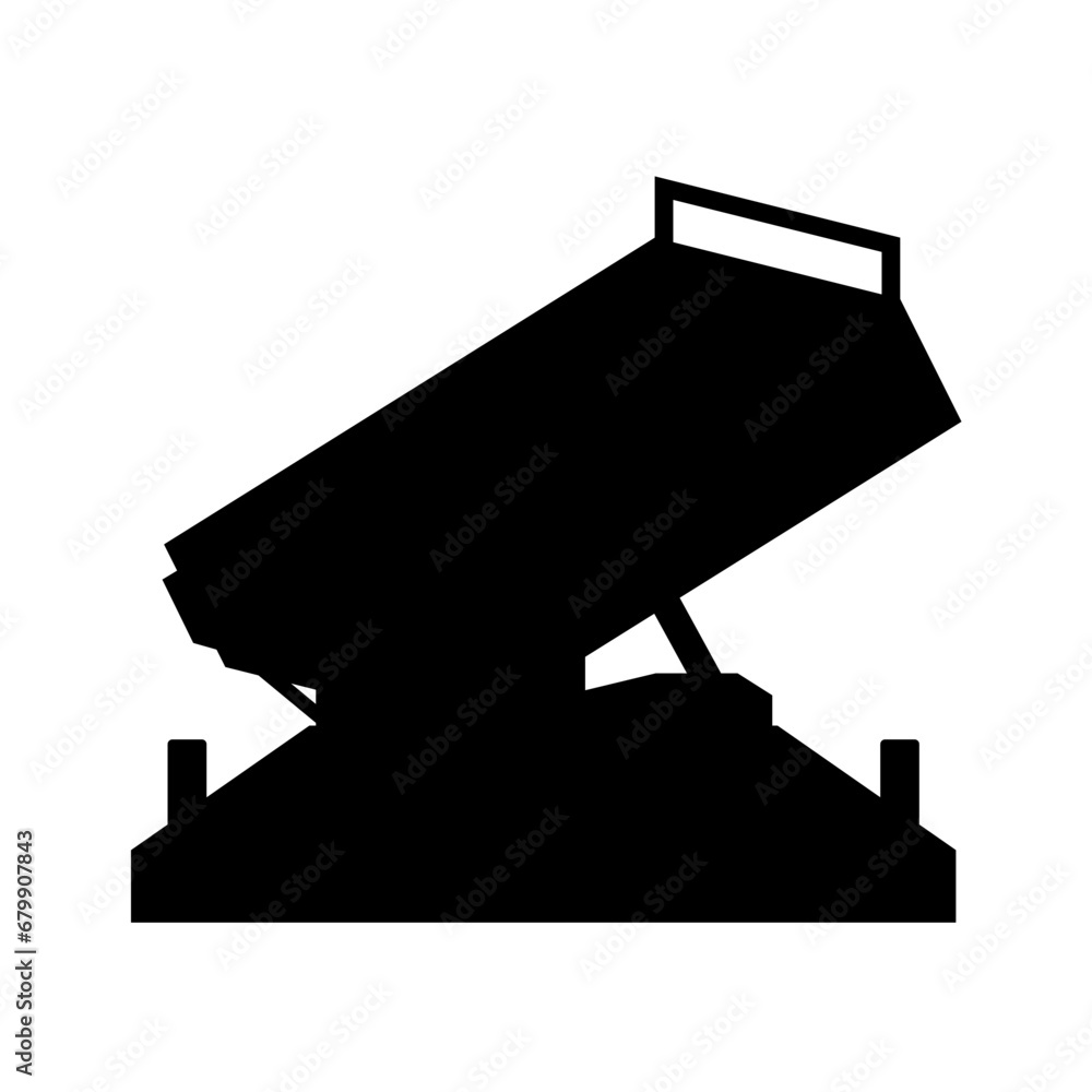 Multiple rocket launcher silhouette vector. Missile launcher turret ...