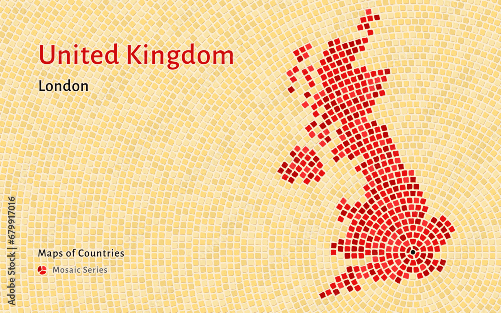 United Kingdom of Great Britain Map with a capital of London Shown in a ...