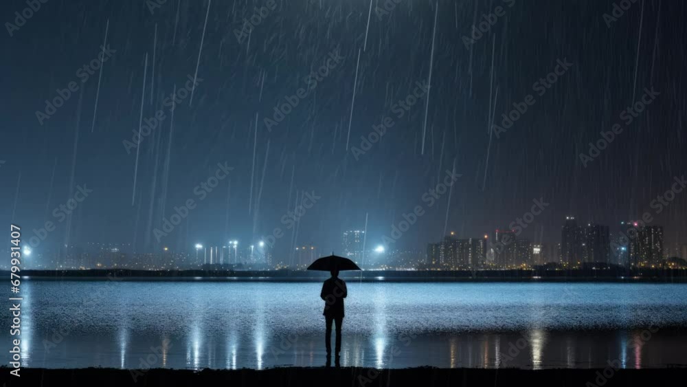 Seamless loop animation. People, Person with Newspaper, Standing Rainy ...