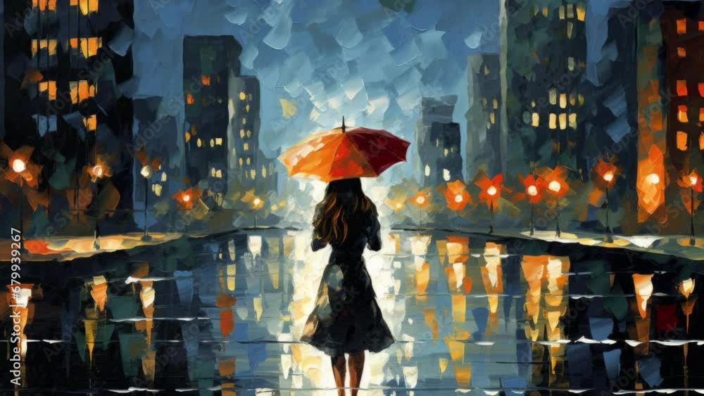 Seamless loop animation. People, Businesswoman in the Storm, Standing ...