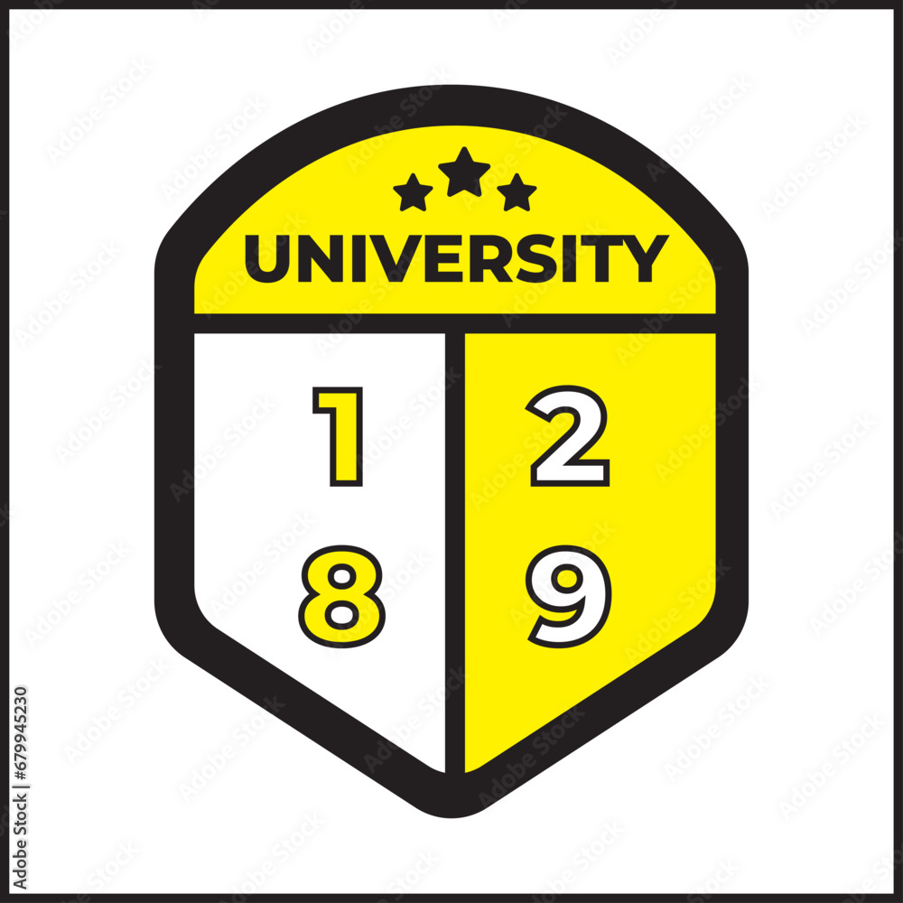 university 1829 illustration vector design with shield and white and ...