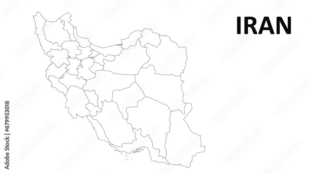 Iran Map. Iran Political Map with capital Tehran, national borders ...