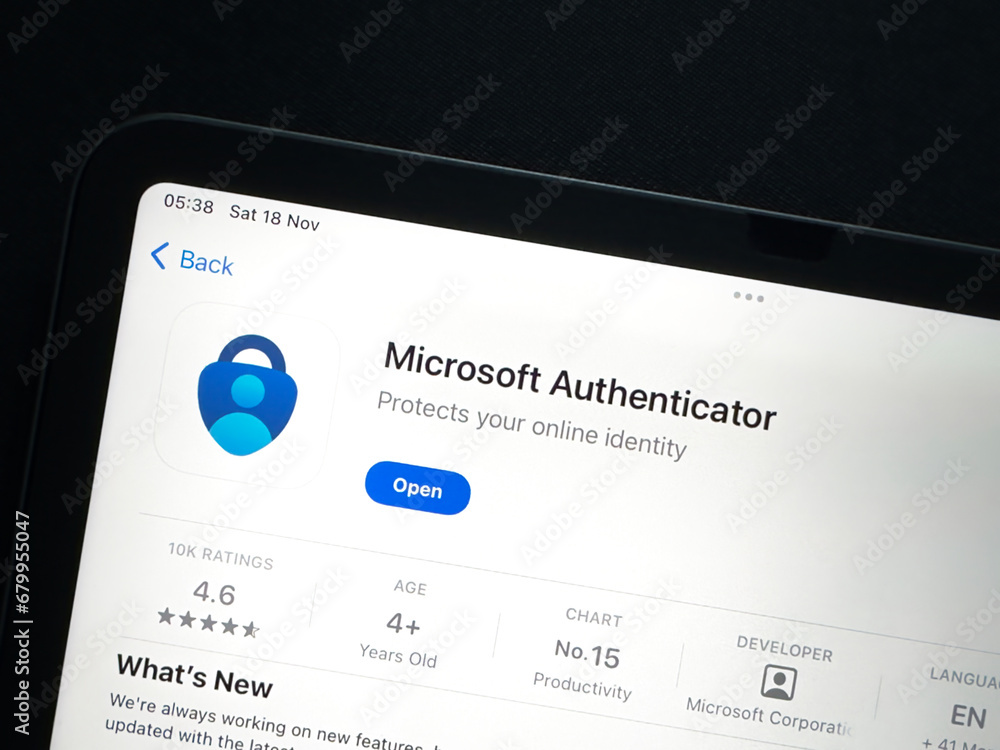 Microsoft Authenticator app on an Ipad. Microsoft Authenticator is ...